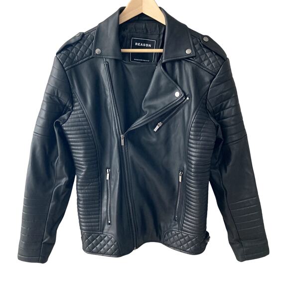 Reason | Jackets & Coats | Reason Faux Leather Quilted Motorcycle Biker ...